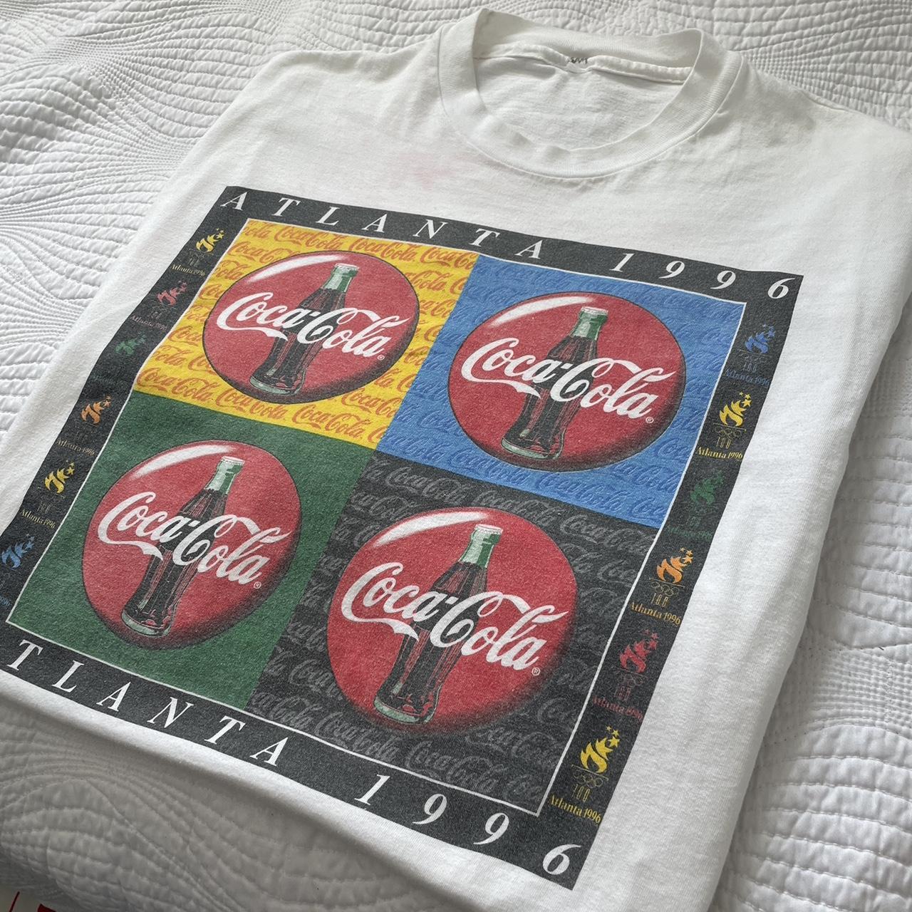 1996 Coca Cola Atlanta Olympic shirt XL Ripped off... - Depop
