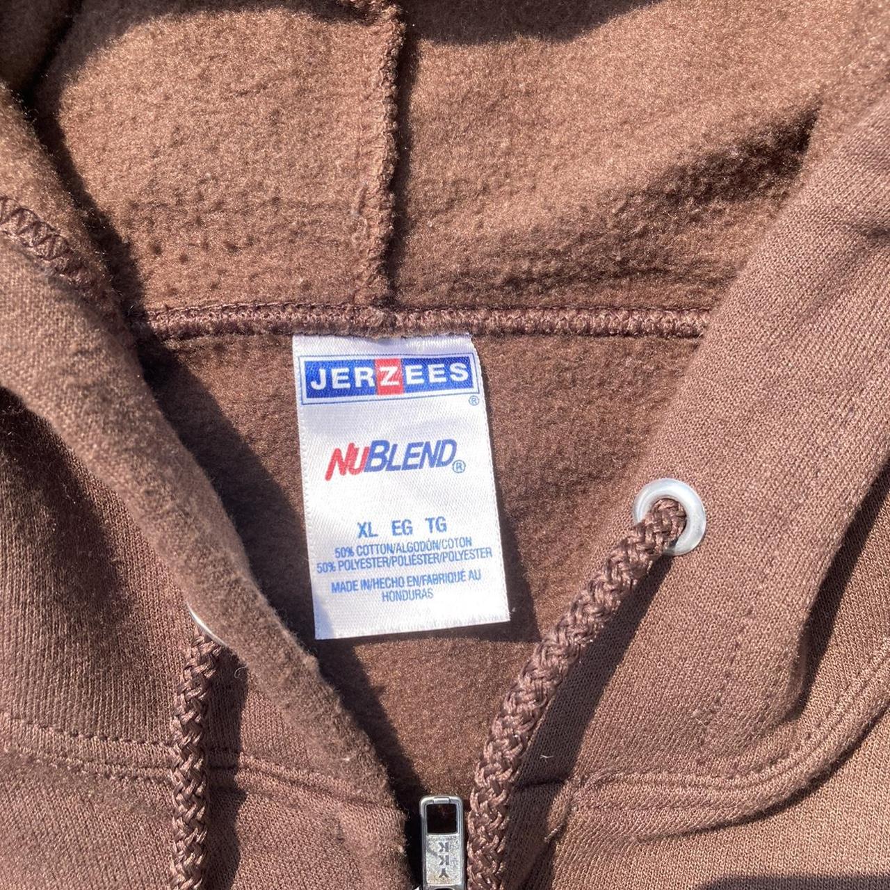 Y2k Jerzees Brown Zip Up Hoodie Fall Essential Mens XL - Depop