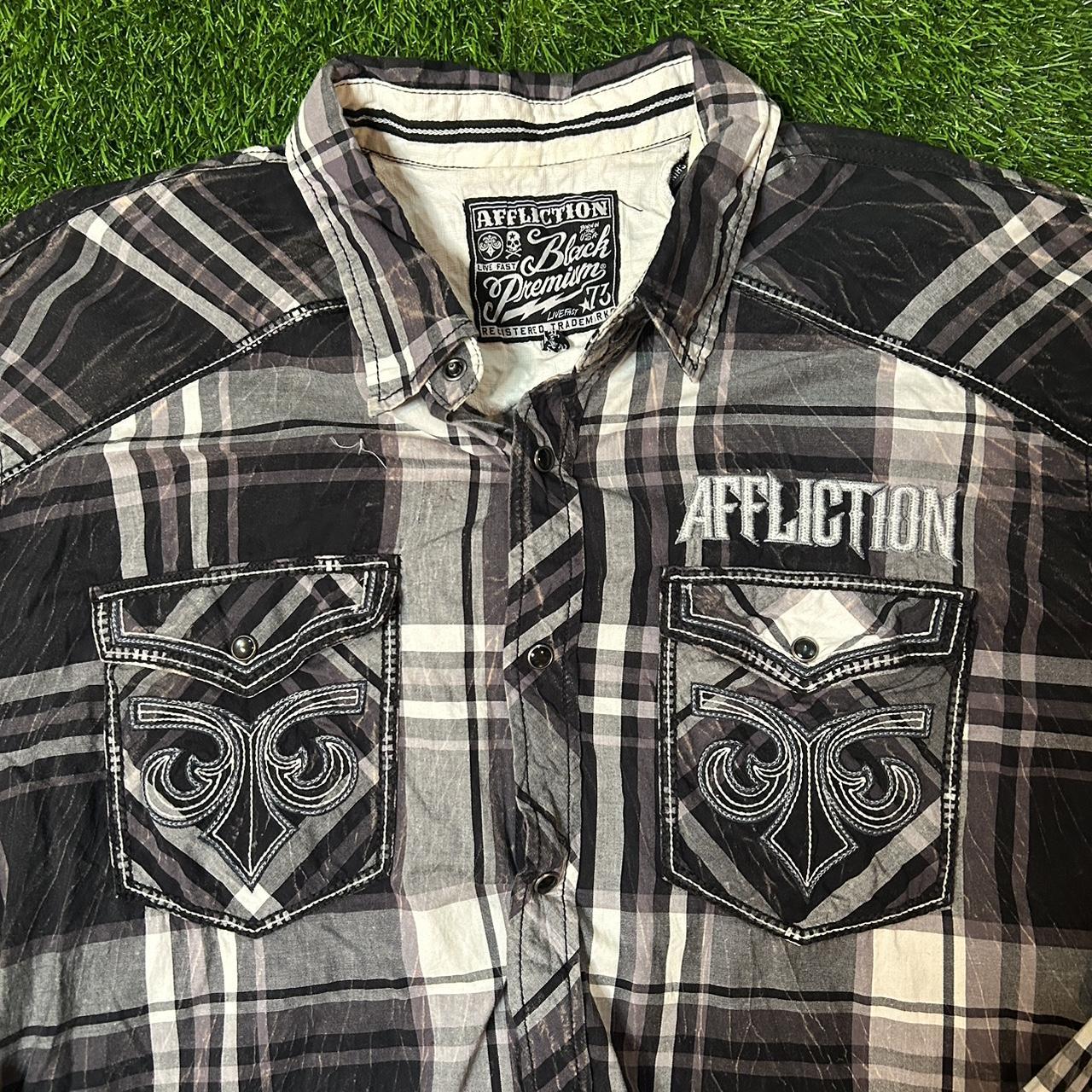 Vintage Y2K Affliction Plaid Button Up Insane... - Depop