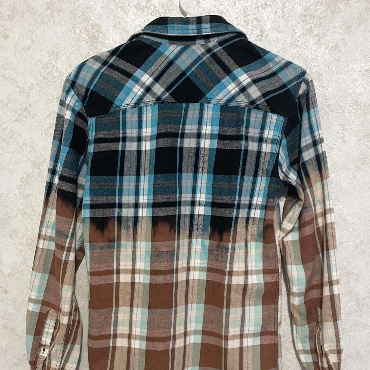 Red Camel Distressed Flannel Dipped Bleached Shirt... - Depop