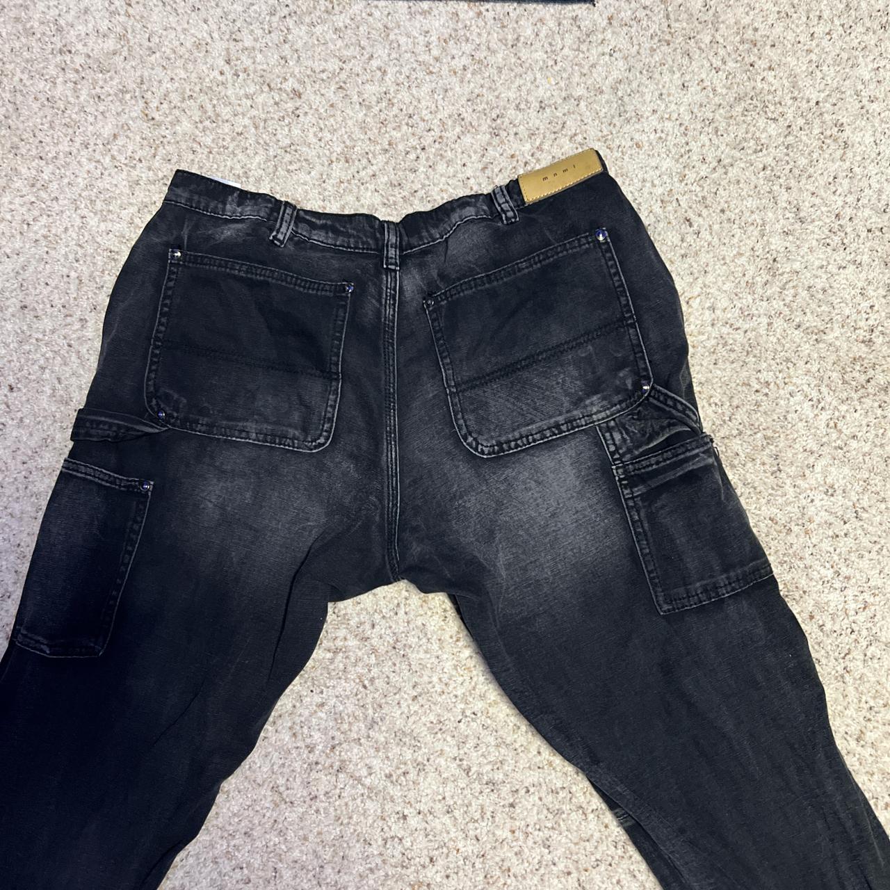 Mnml double knee flared work jeans Black size 34 - Depop