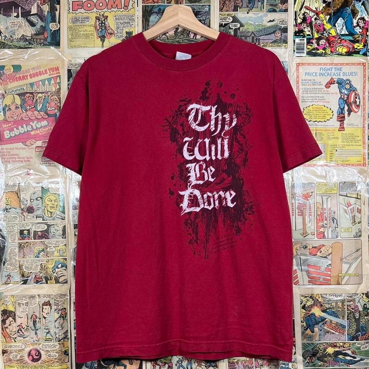 Red y2k vintage skater affliction tee - Depop