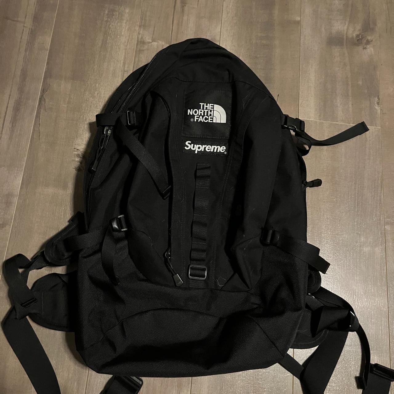 The North Face x Supreme black backpack #backpack... - Depop