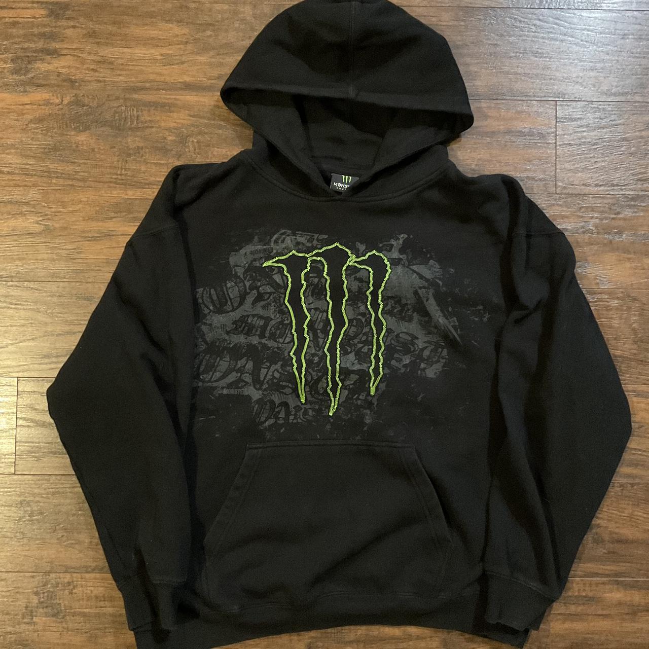 Y2K Monster energy hoodie with monster logo and Y2K... - Depop