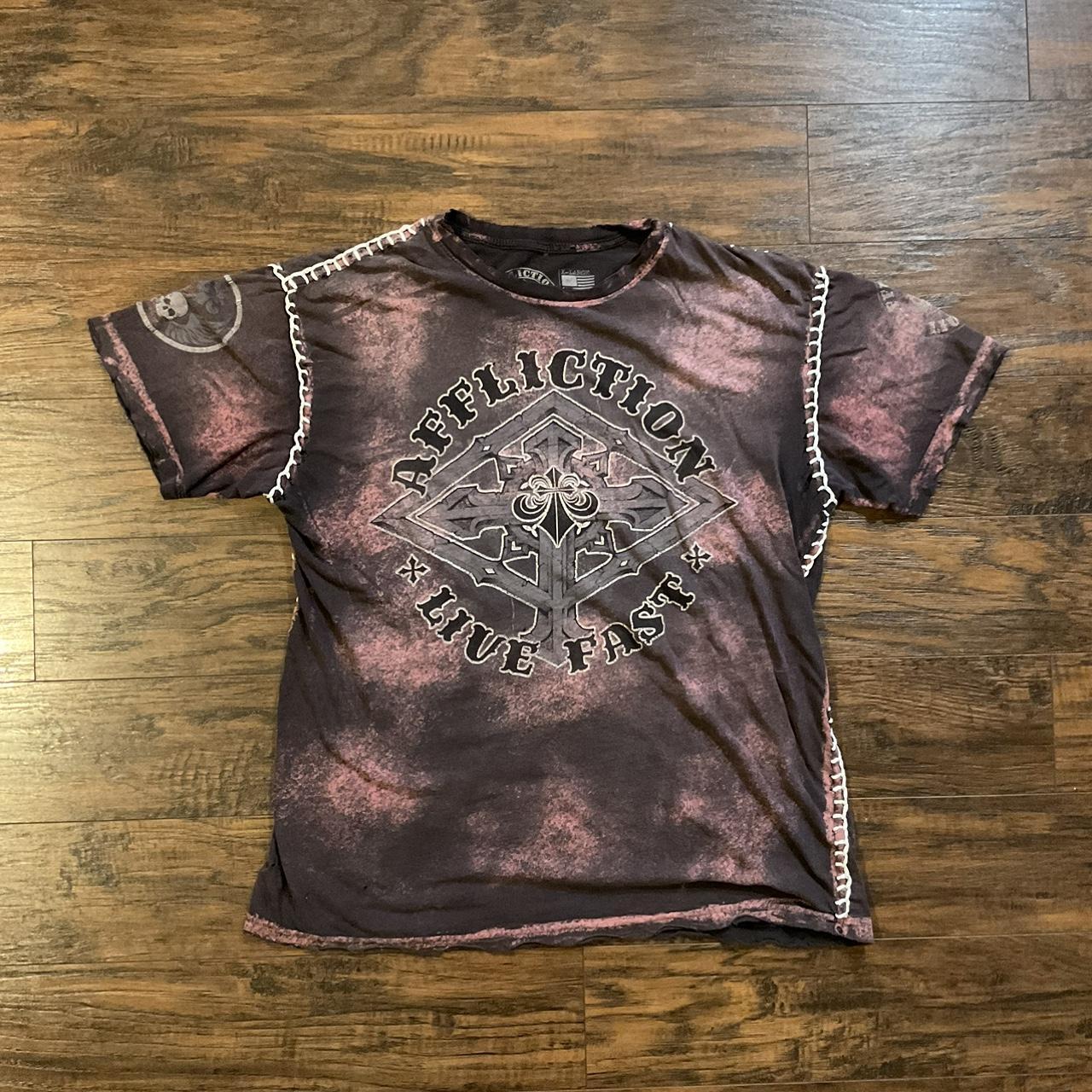 Y2K Affliction shirt with wings on the back Will... - Depop