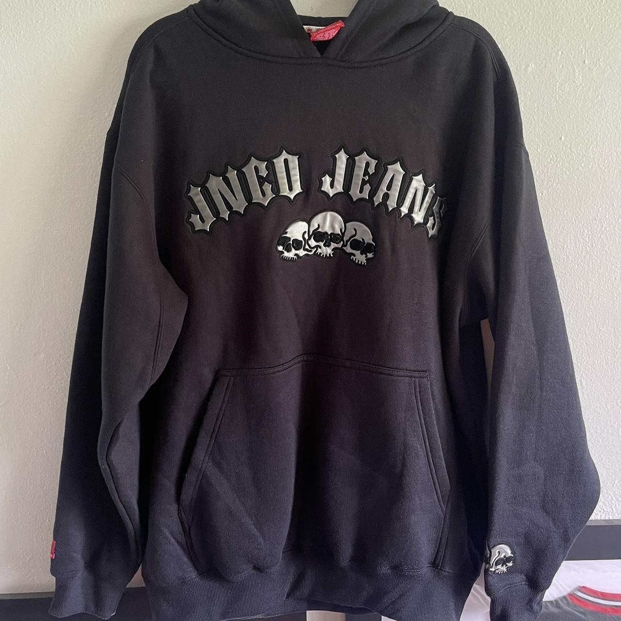 Vintage JNCO Jeans Black Skull Hoodie skull hit... - Depop