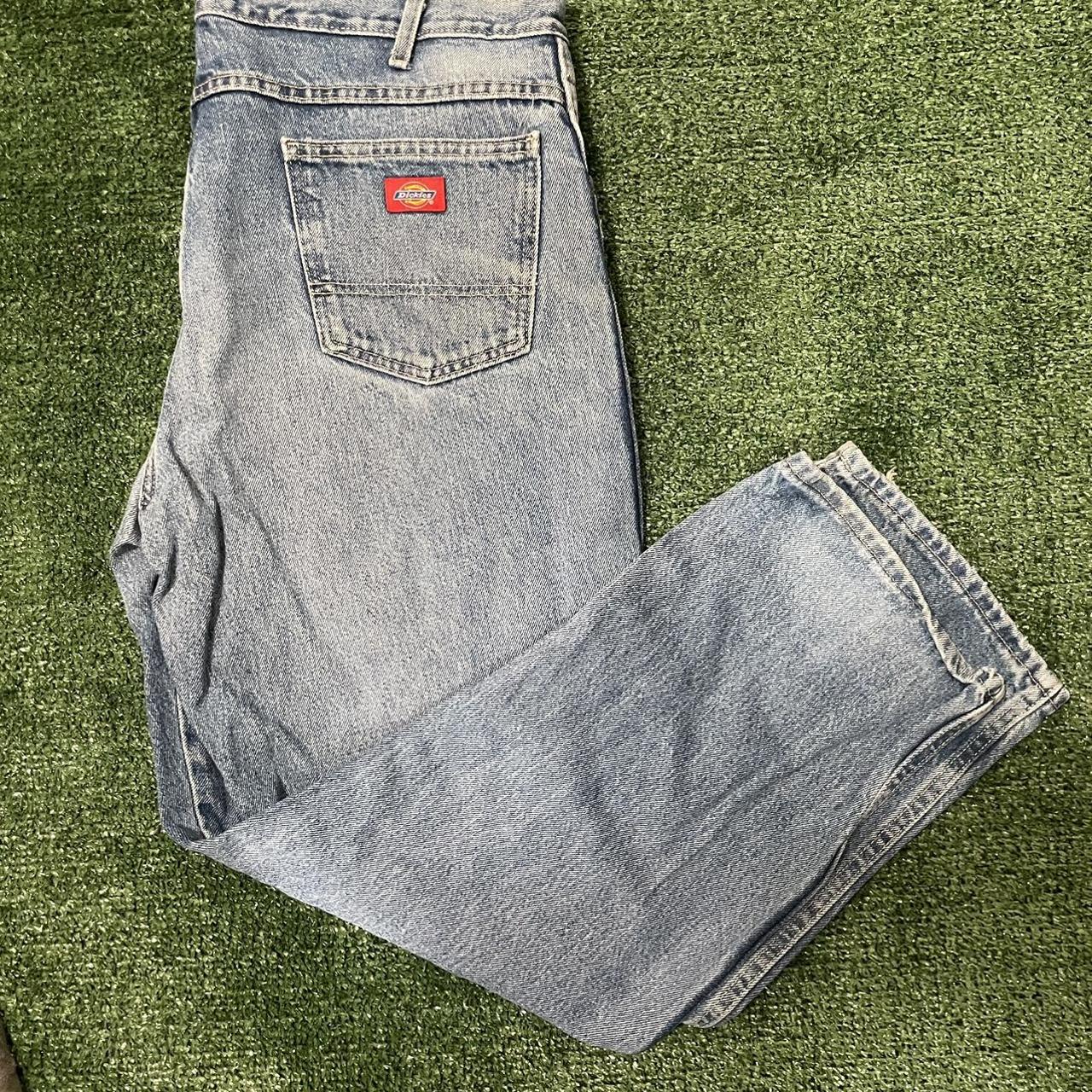 Dope Dickies Red Patch Jeans! Size 38x30.... - Depop