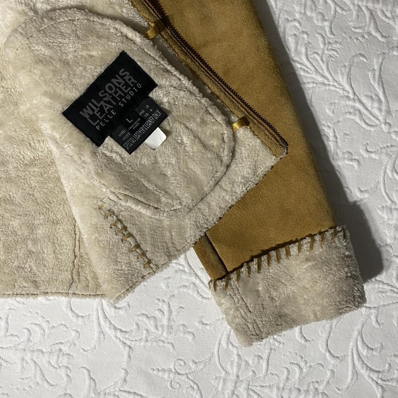 Wilson’s Leather Women's Tan and Cream Coat | Depop