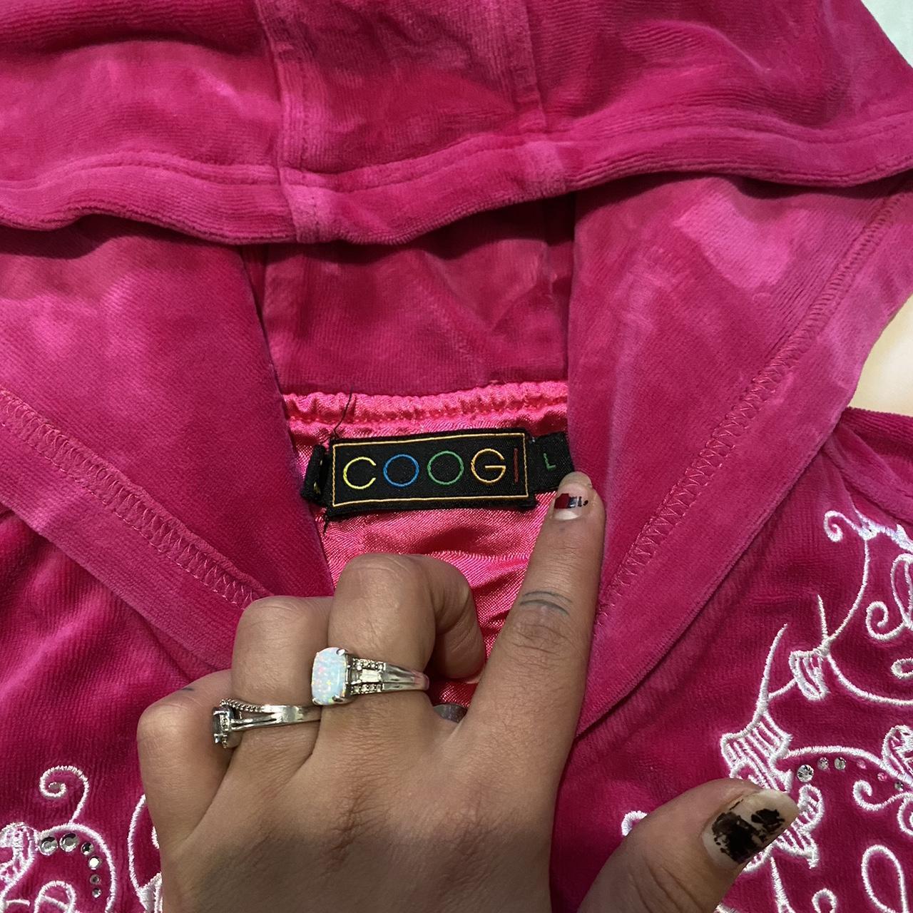 Coogi Women's Pink and White Jumper | Depop