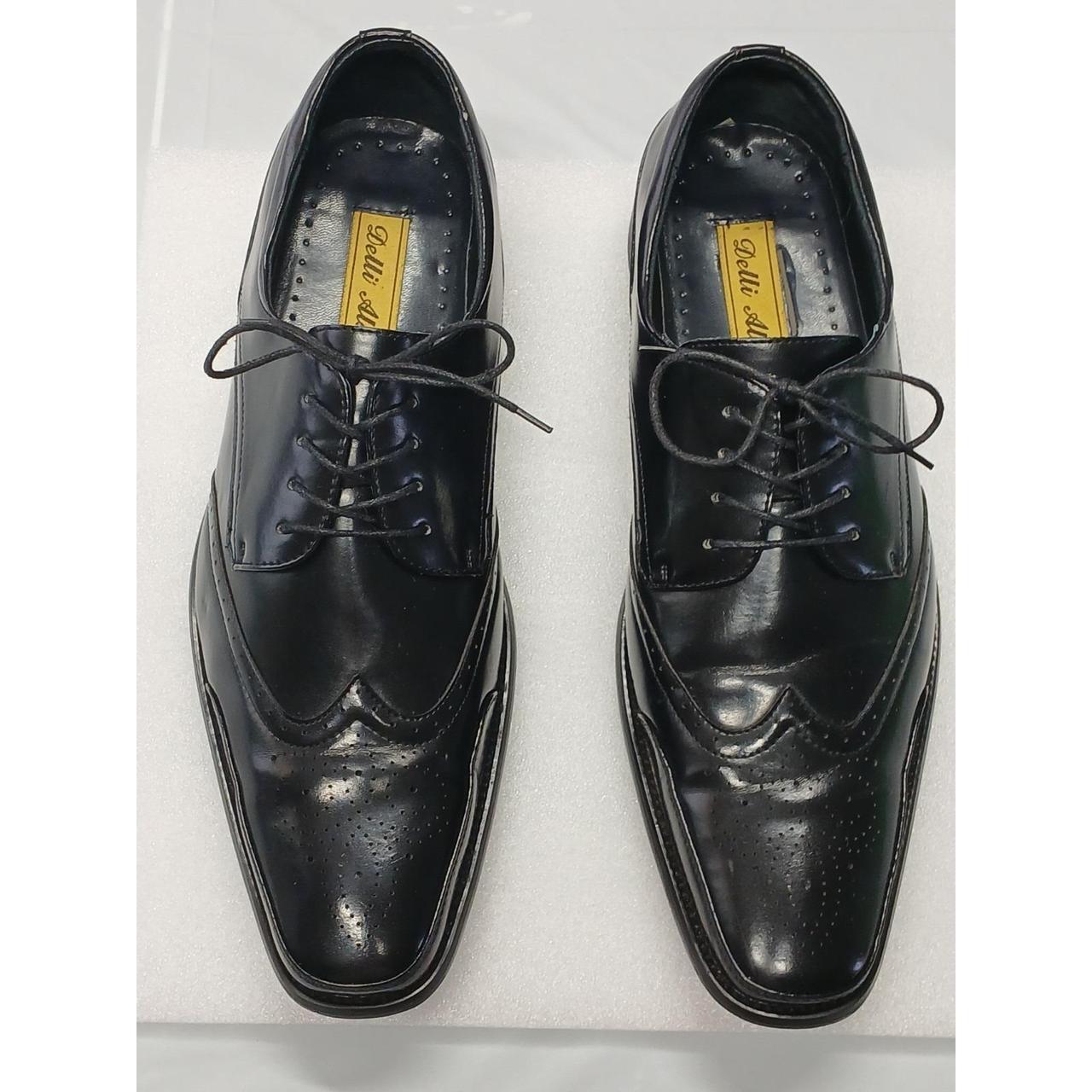 Delli Aldo Men's Square Toe lace up Black Formal... | Depop
