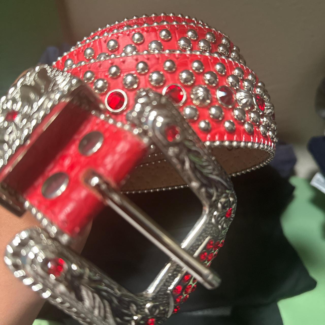 Red bb belt Worn a couple times Size 44 fits size 36... - Depop