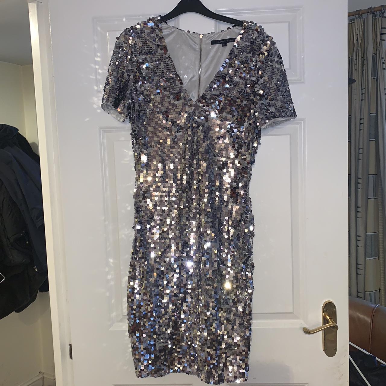 French Connection Silver Sequin Dress - never... - Depop