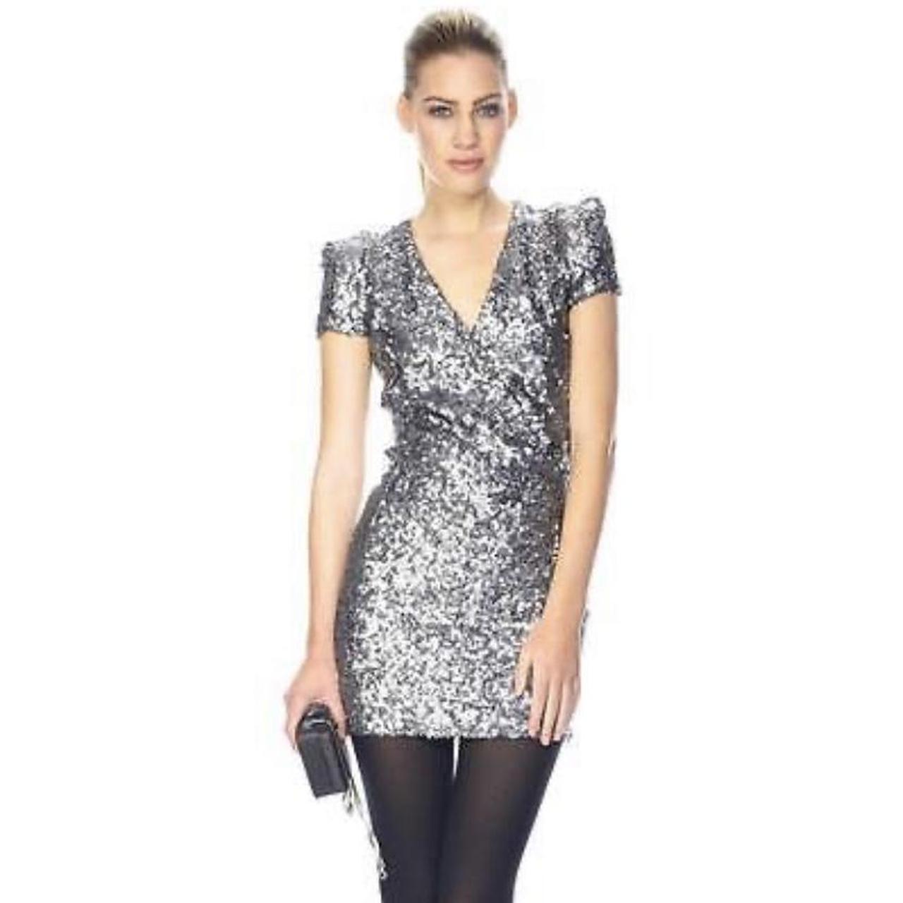 French Connection Silver Sequin Dress - never... - Depop