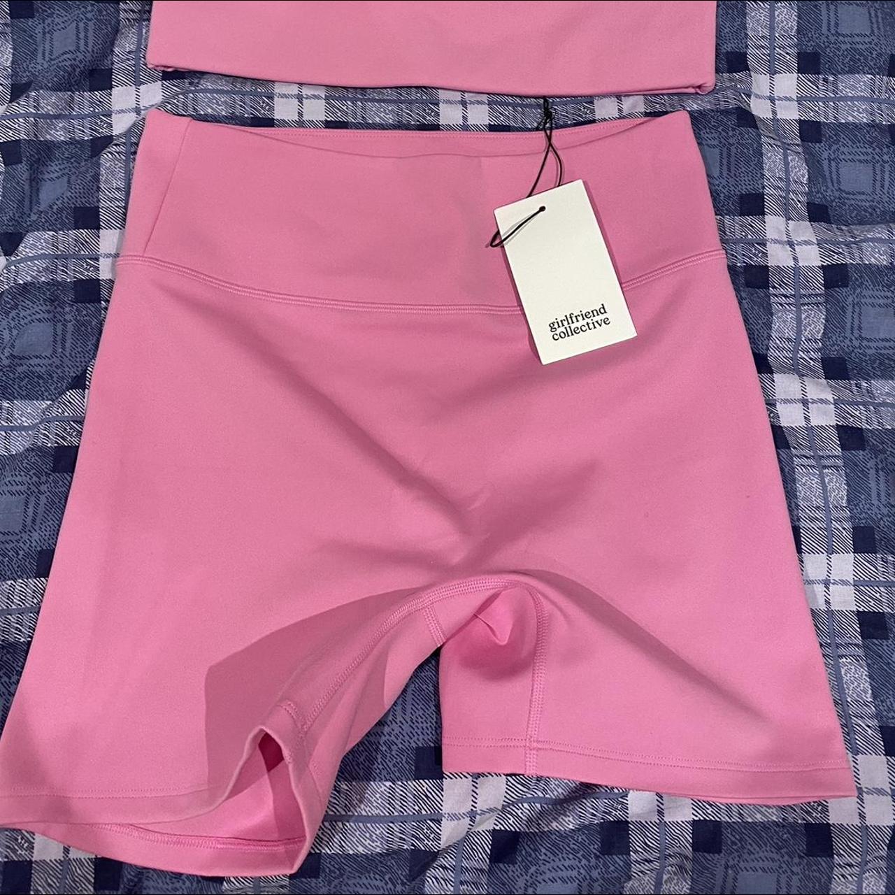 Girlfriend collective pink bra and shorts... - Depop
