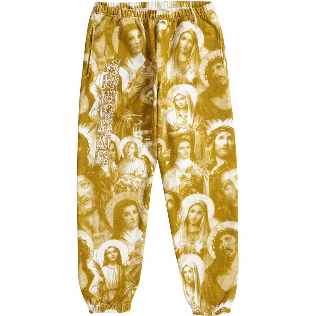 Supreme Jesus and Mary trackies in gold Size medium... - Depop