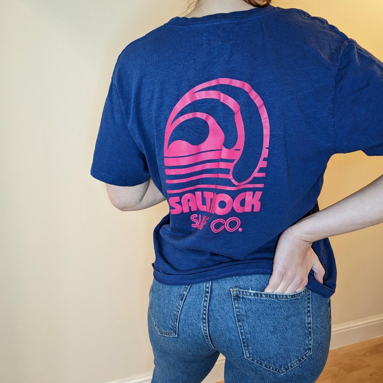 Saltrock Women's Pink and Navy T-shirt | Depop