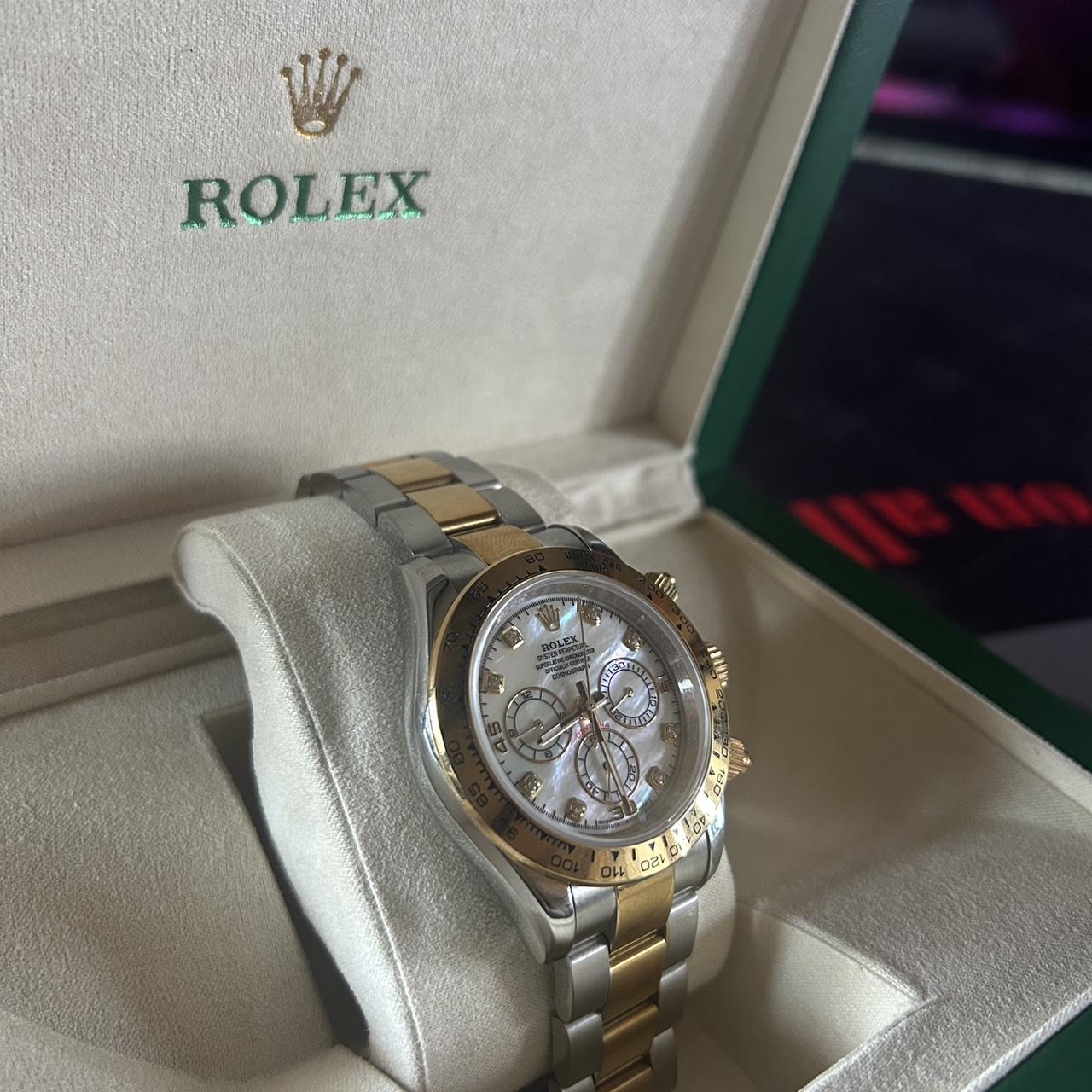 Rolex Daytona 1157 gold and silver watch with mother... | Depop