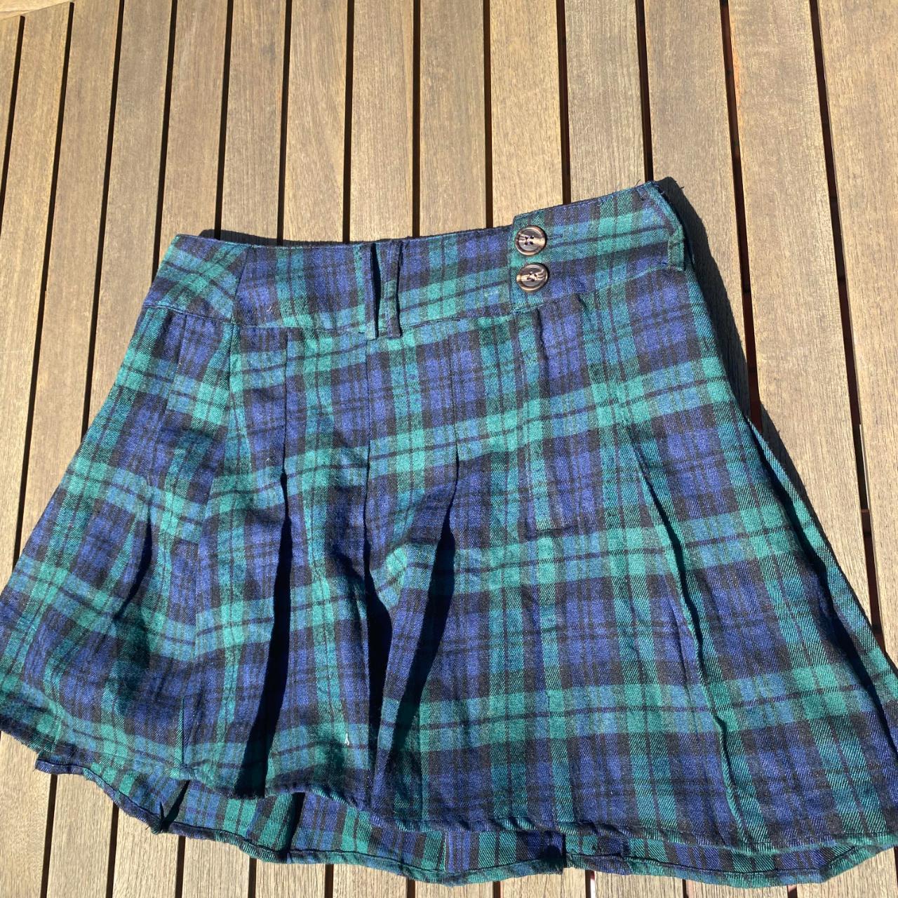 Cider Green Pleated Mini Skirt - Depop