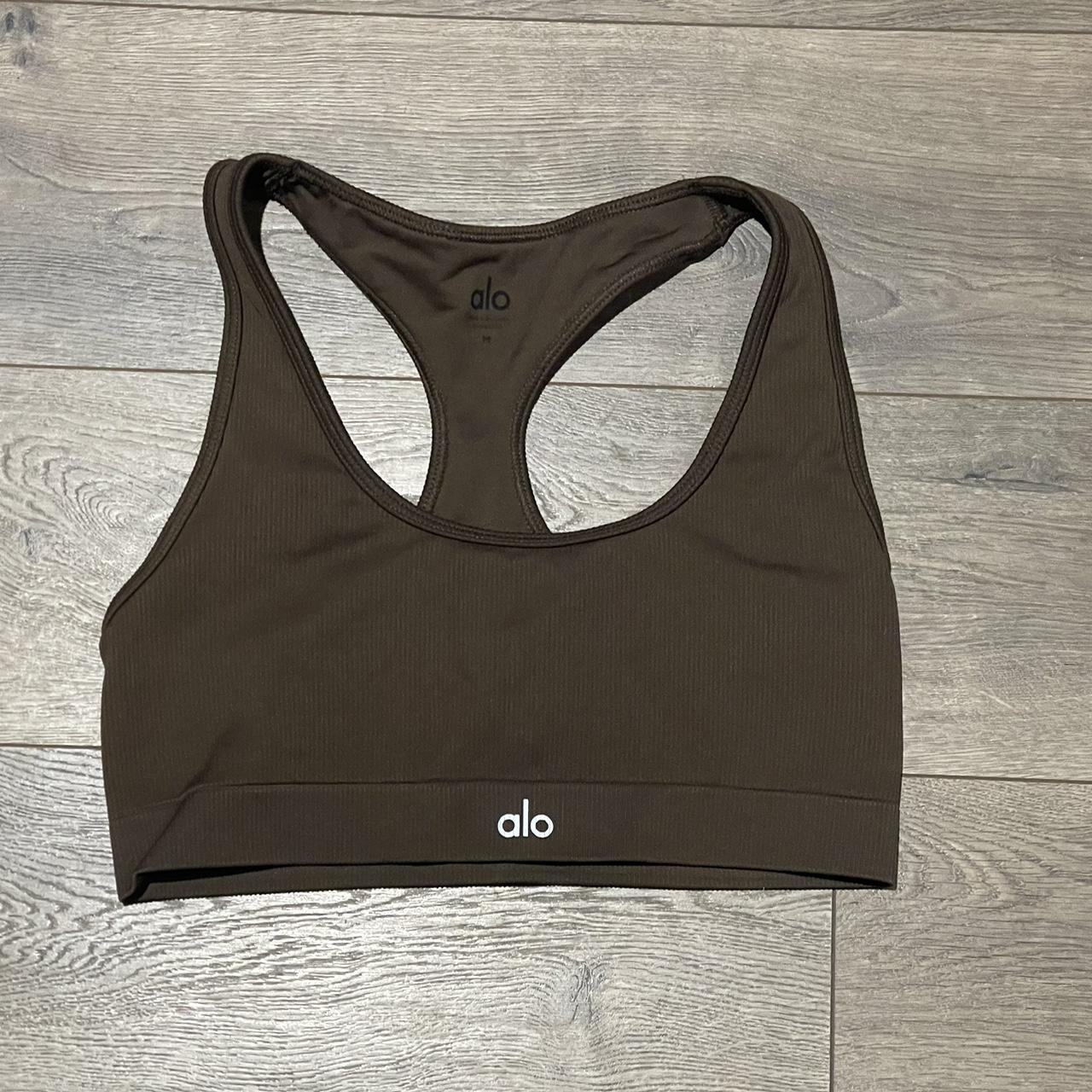 Alo Yoga Ribbed Sports Bra. Worn a few times but in... - Depop