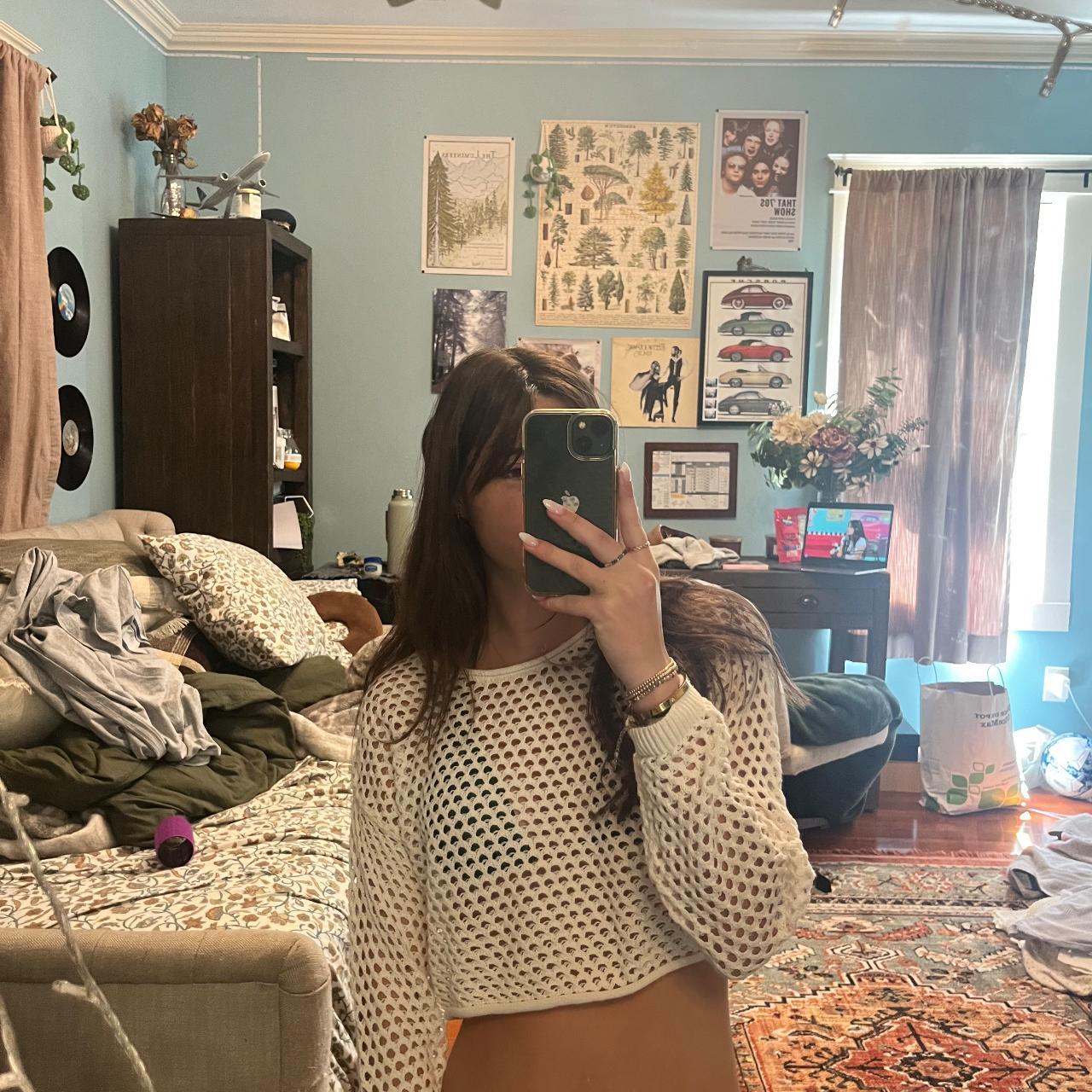 Garage Bathing Suit Cover Up Creme Long Sleeve - Depop