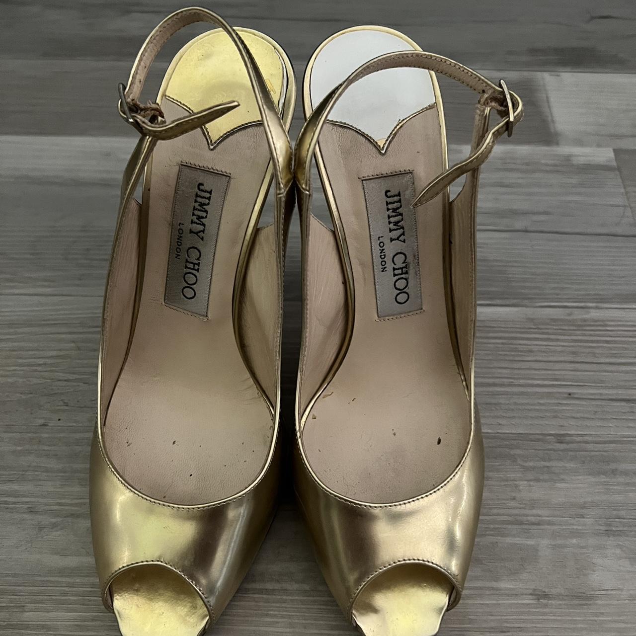 Jimmy Choo Gold Slingback Platform Heels Sz 37, very... - Depop