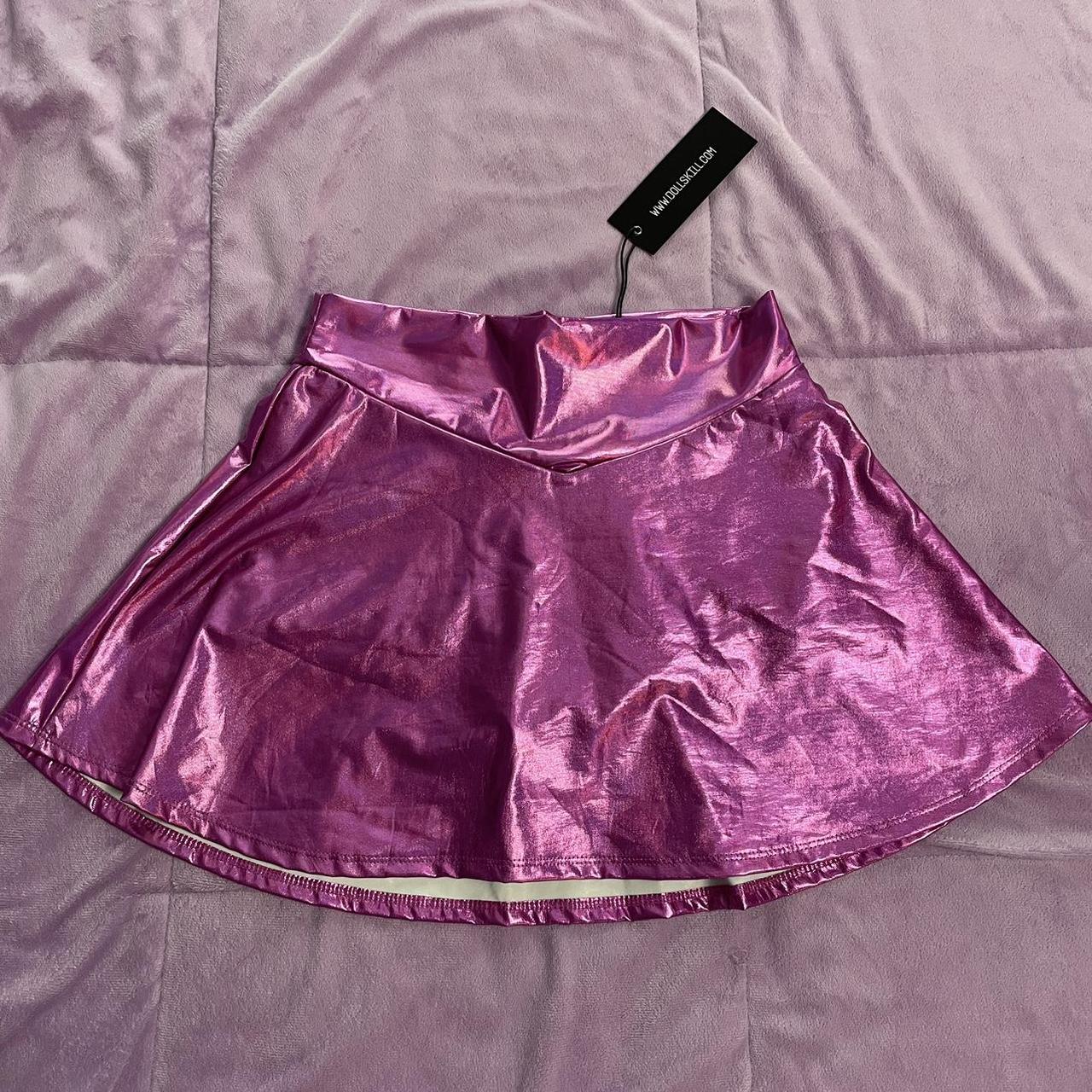Club Exx pink metallic skort brand new never worn... - Depop