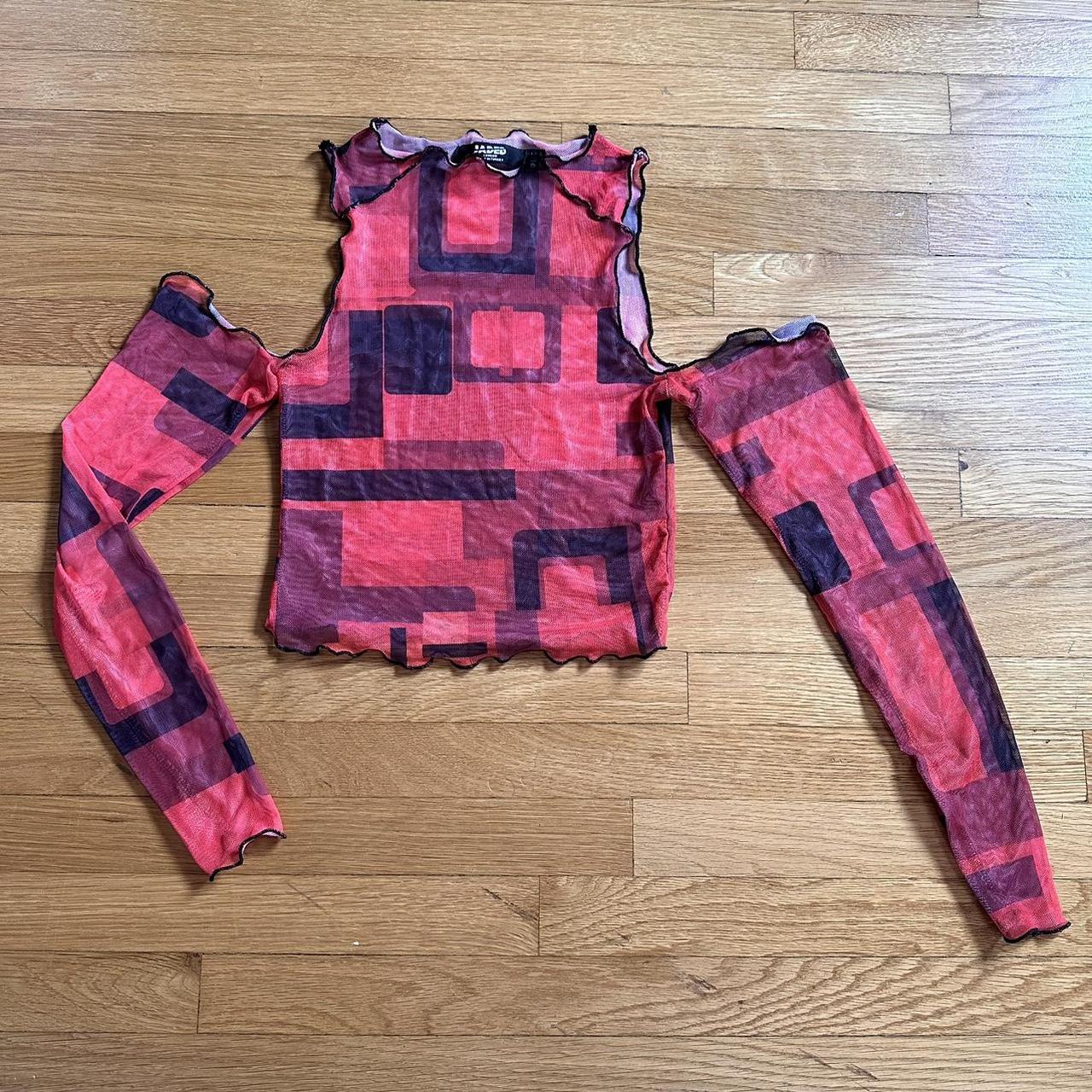 jaded london red mesh top size 2 - Depop