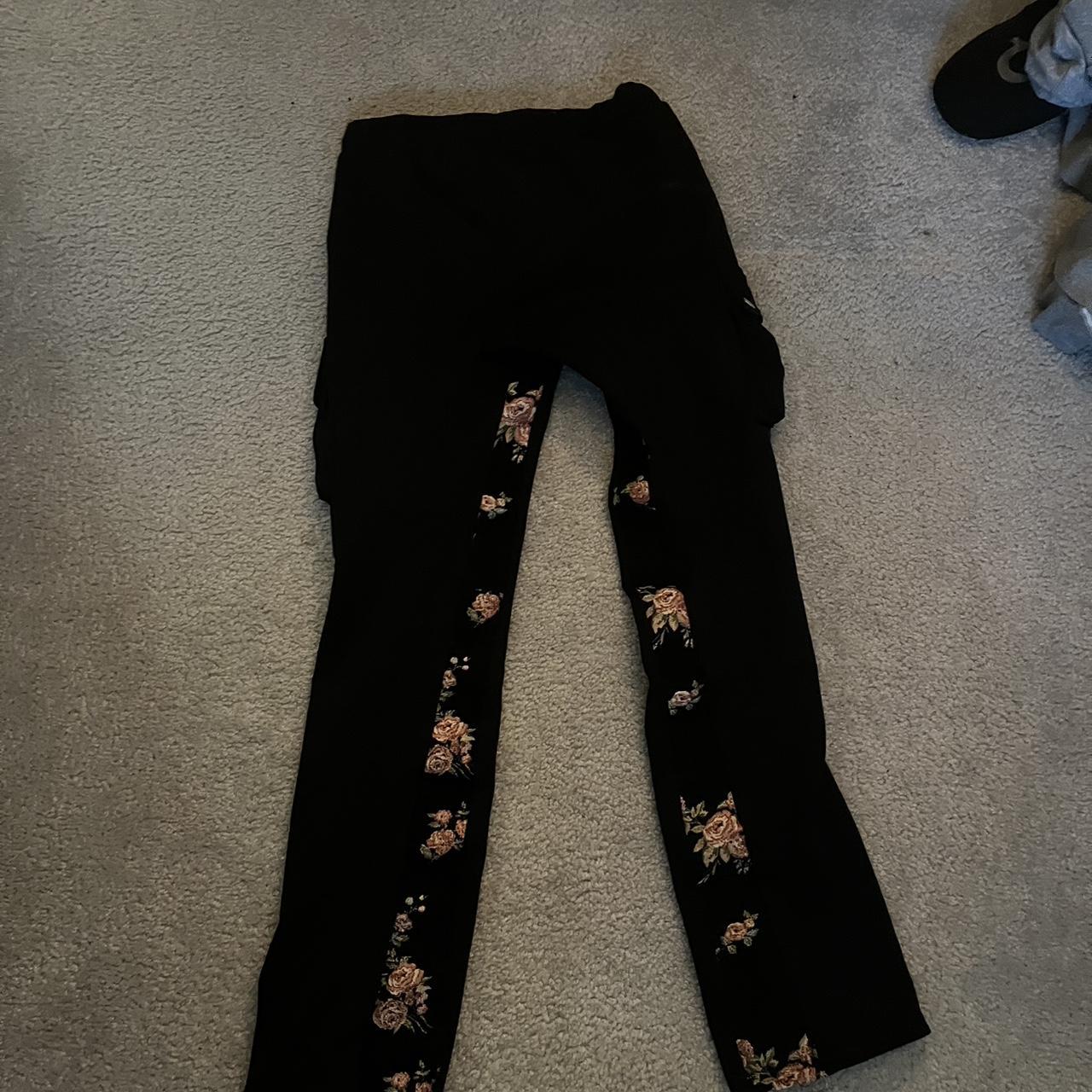 flared valabases rose design sweatpants one of my... - Depop