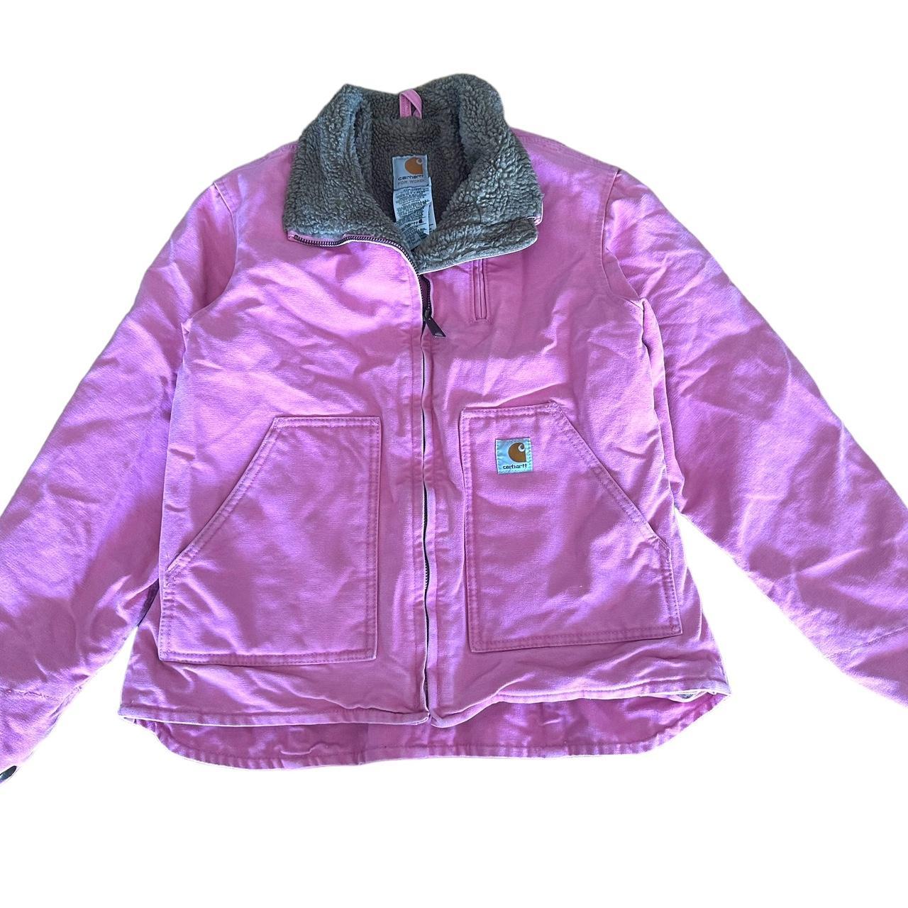 Carhartt Salmon Pink Barn Chore Jacket Sherpa Lined... - Depop