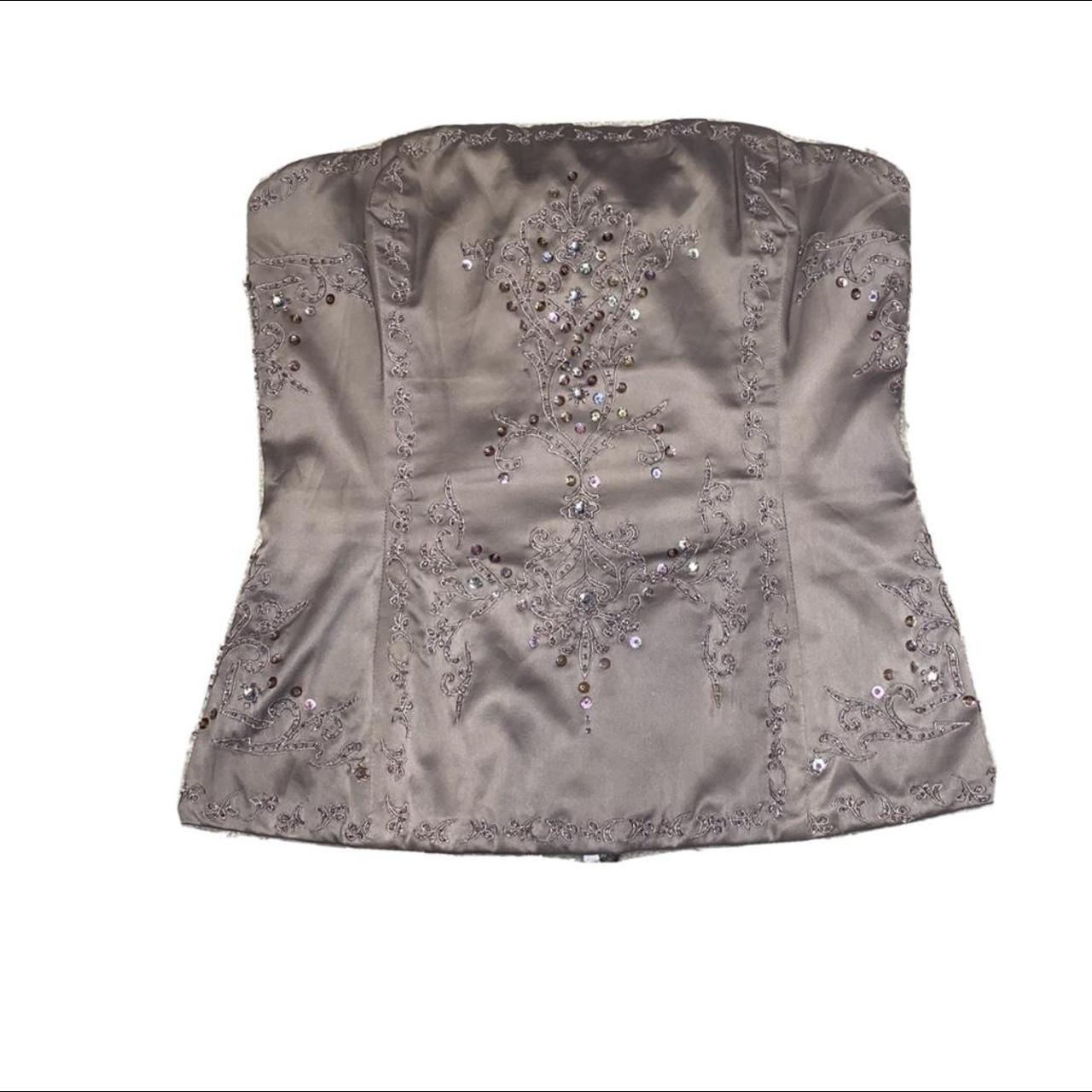 Vintage y2k embellished corset/ basque with zip on... - Depop