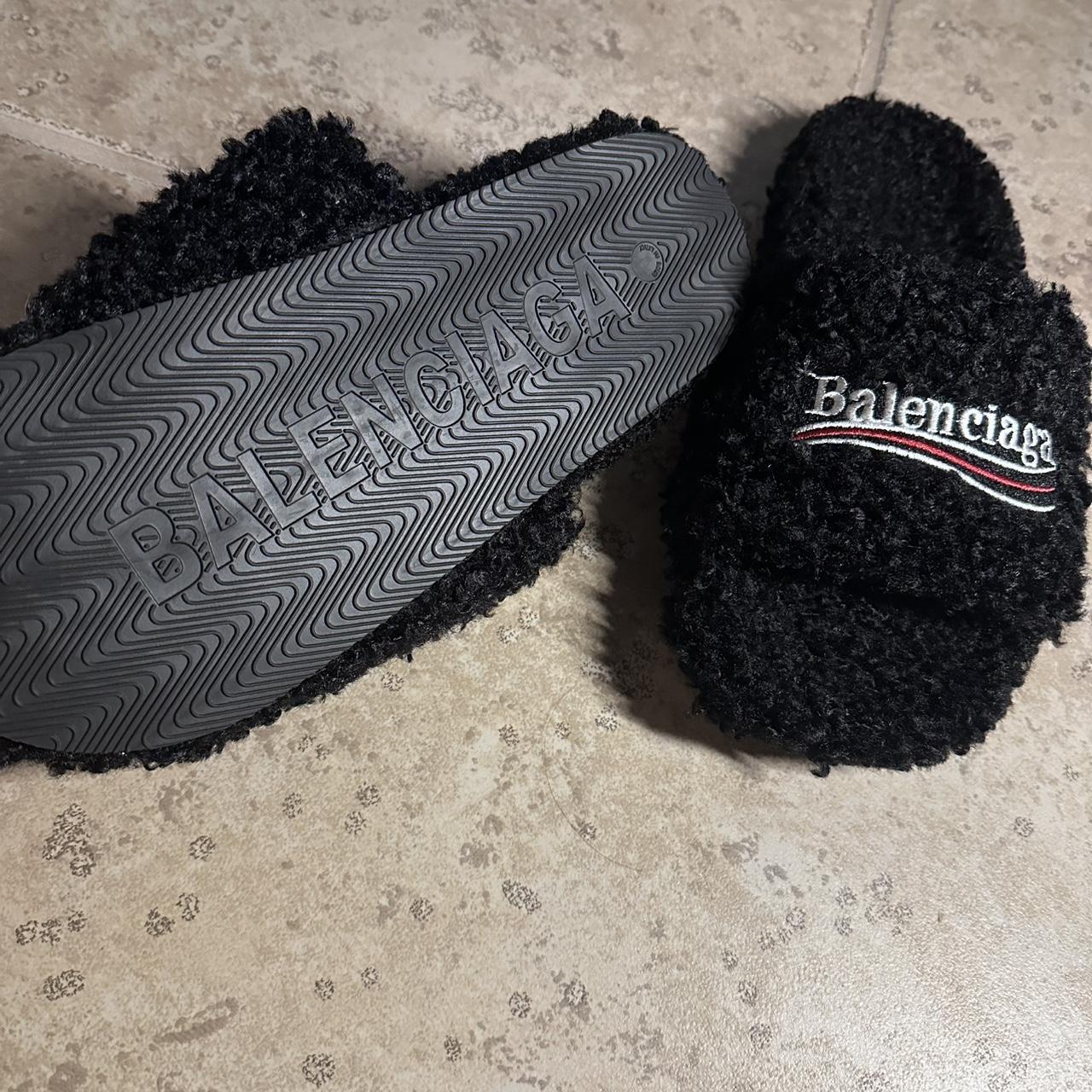 Balenciaga fur slides -size us 10/Ea 43 -only worn... | Depop
