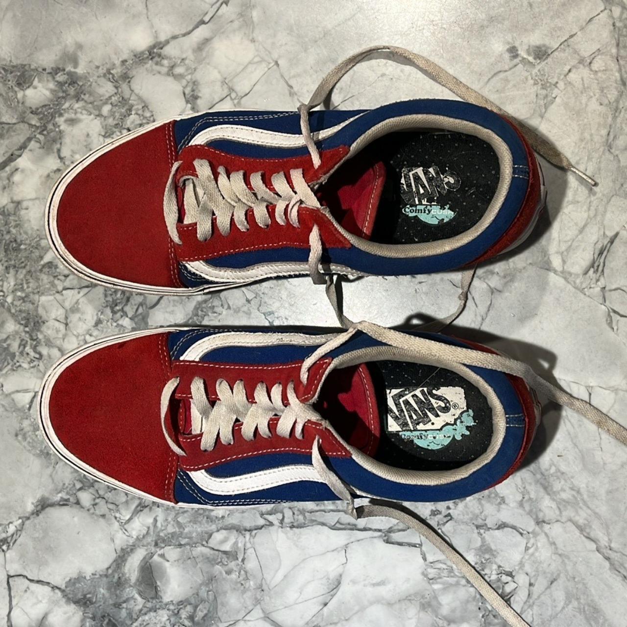 Red and Blue Vans, Good Condition - Depop