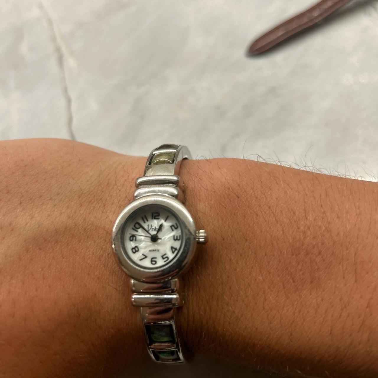 Vivan quartz silver white watch with pearls No battery - Depop