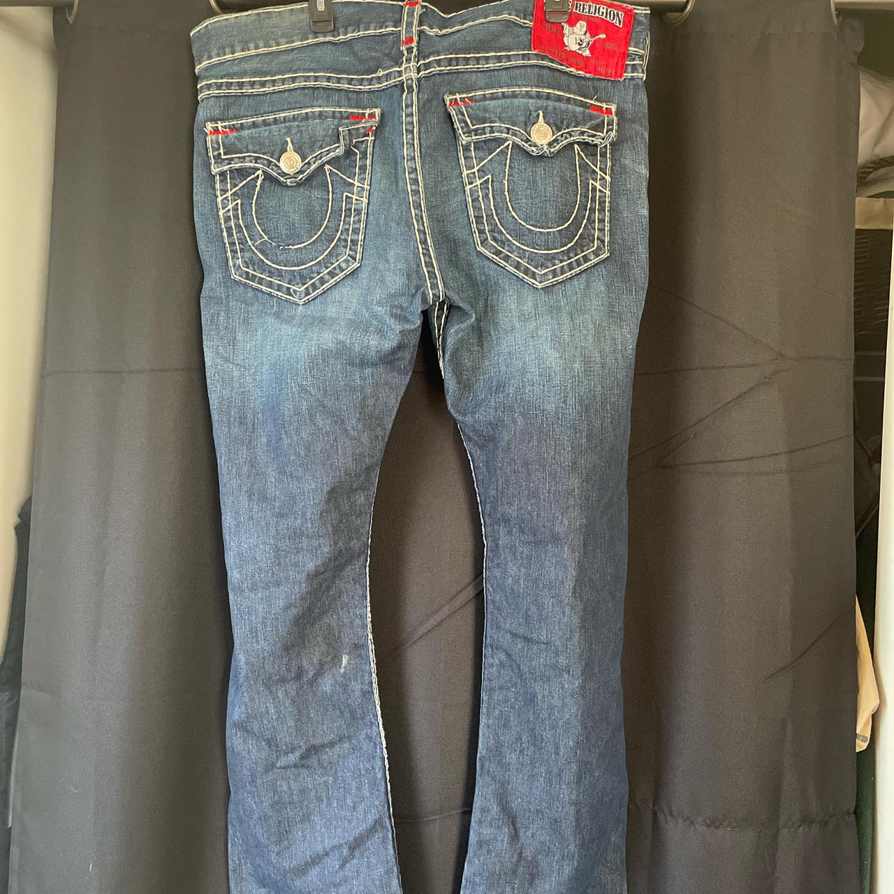 True Religion Ricky super T white and red... - Depop