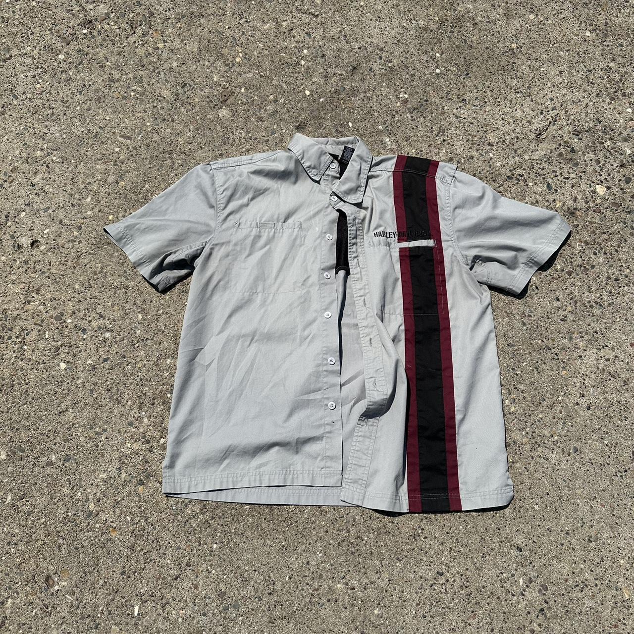 harley davidson button up skeleton on back size L... | Depop