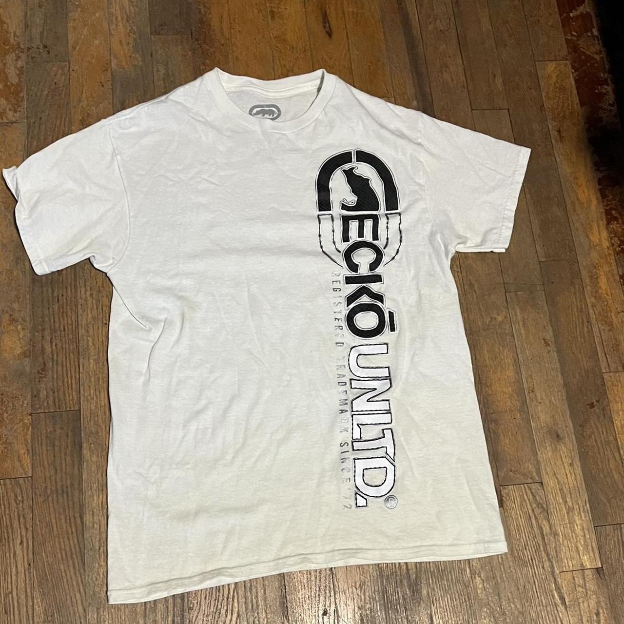 Ecko Unltd. Men's Grey and White T-shirt | Depop
