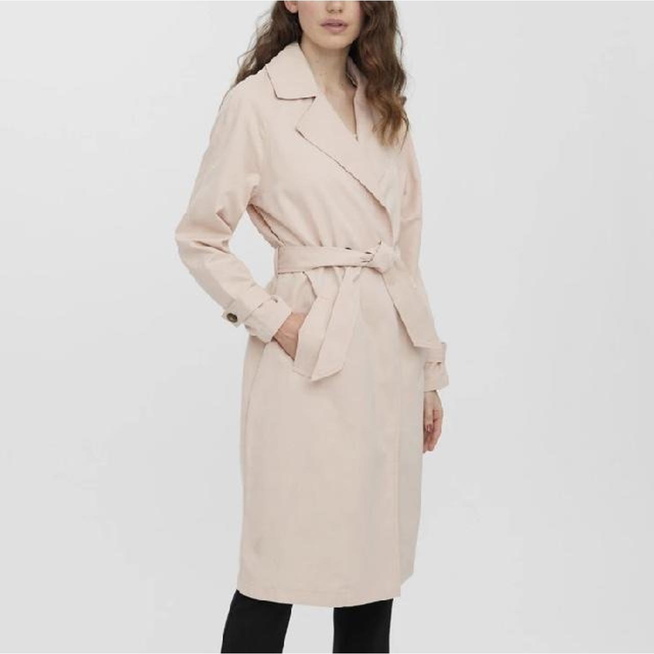 Vero Moda Light Pink Long Trench Coat wardrobe... - Depop