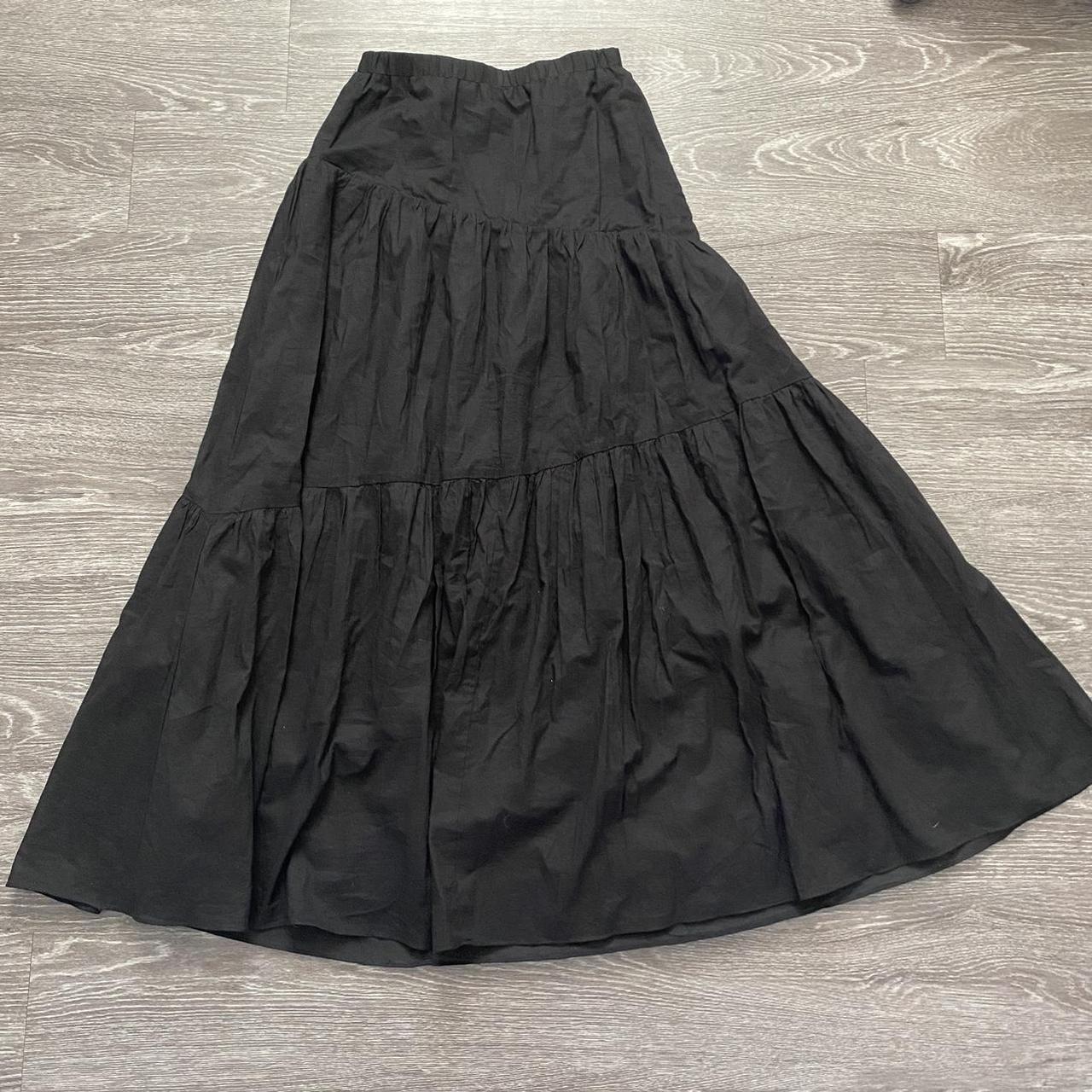 Black Tiered Maxi Skirt double layered, side... - Depop