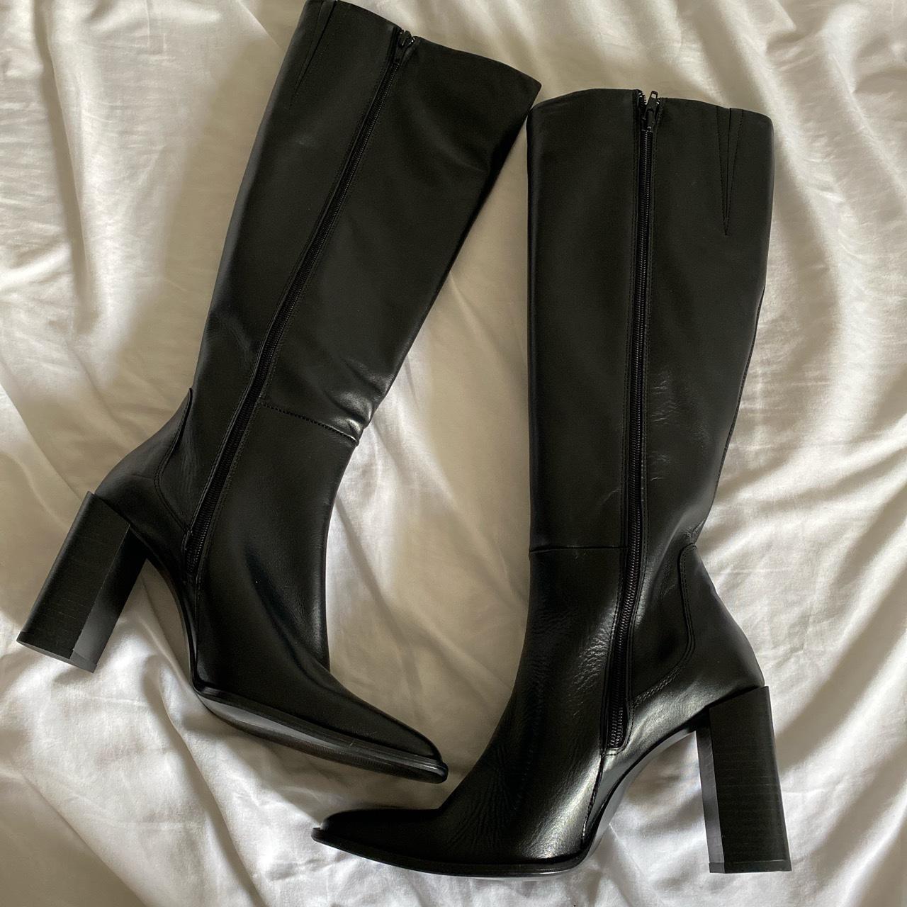 Mango High heel leather boot size 8.5... - Depop