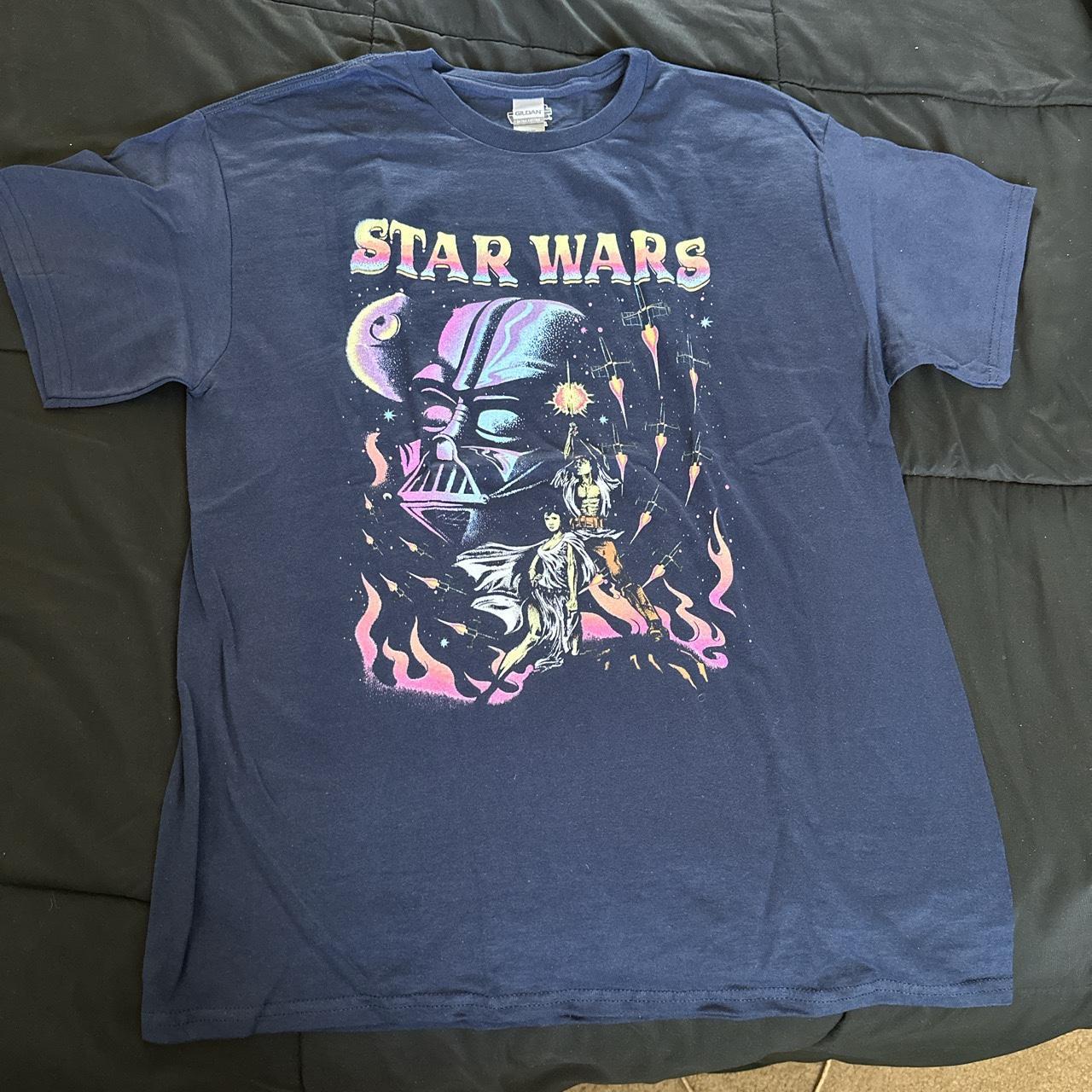 Large Star Wars Darth Vader Graphic T-Shirt Navy... - Depop