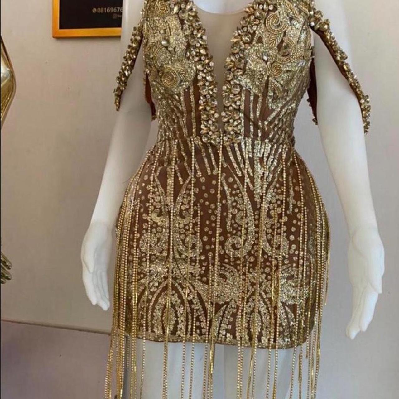 Size 4 luxury gold CUSTOME birthday... - Depop