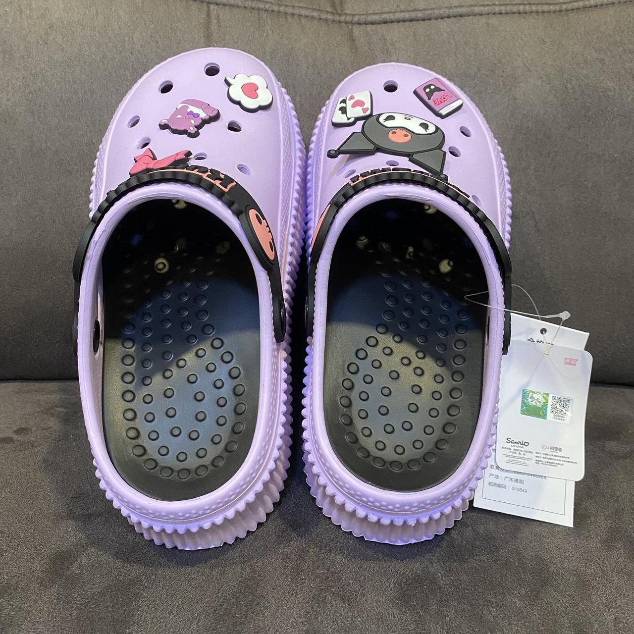 Kuromi Crocs style with jibbitz 💗💗💗 ($79) Sanrio... | Depop