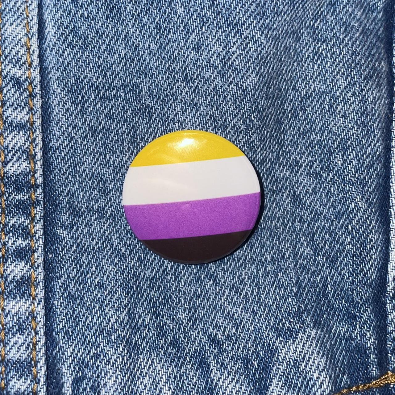Non Binary Enby Pride LGBT 32mm Handmade Button Pin... - Depop