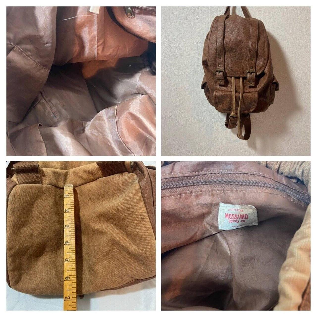 Mossimo Faux Leather Brown Moto Backpack... - Depop