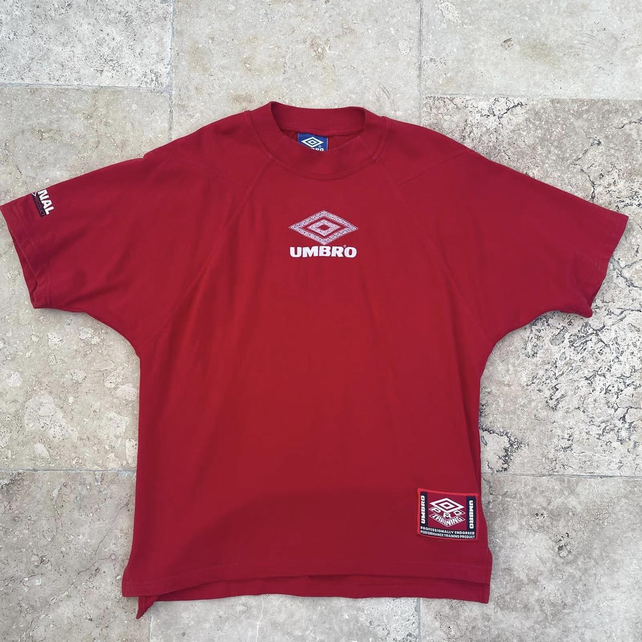 Vintage Red Umbro T Shirt Size is a large. Hardly... - Depop