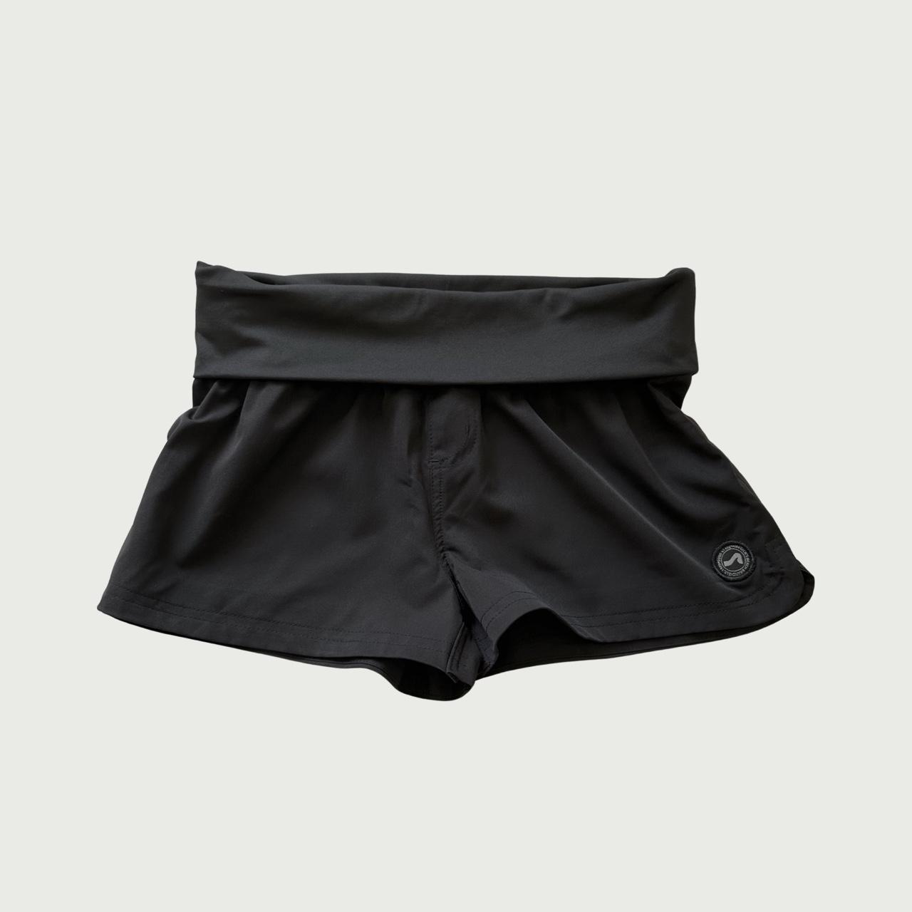 Roll Over Waist Shorts In black. Low rise fit.... - Depop