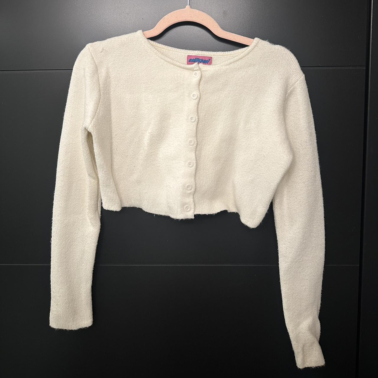 Cropped cream edikted cardigan, size xs/s, perfect... - Depop