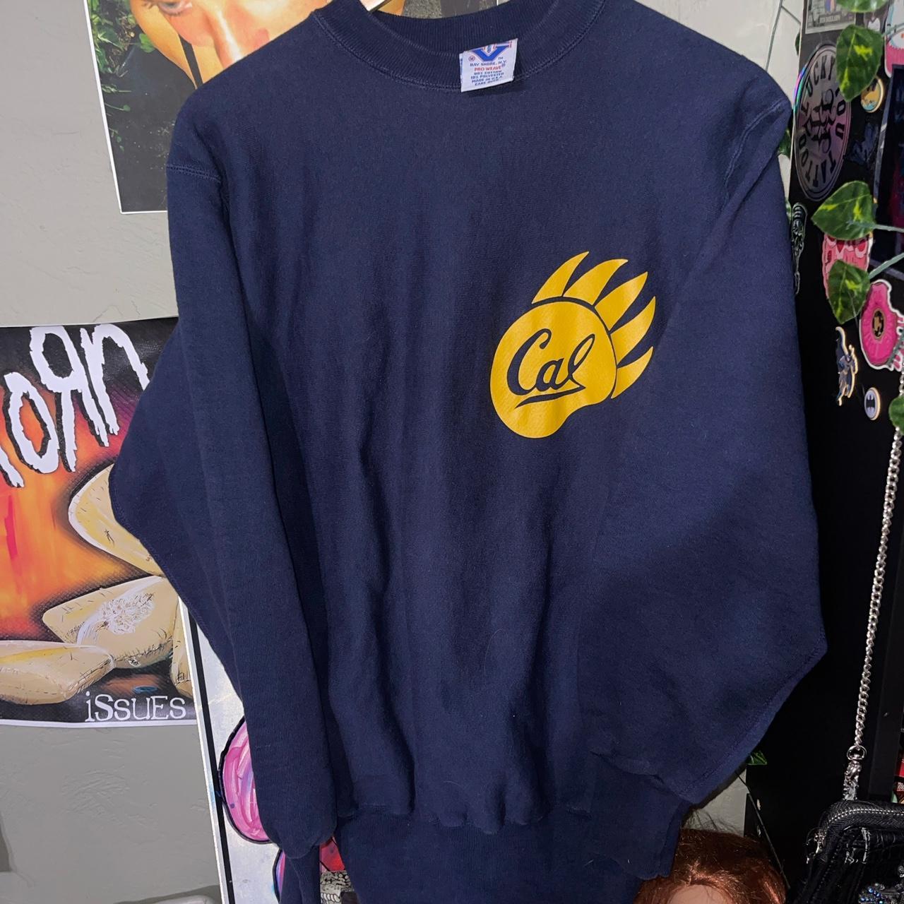Navy vintage 90s Cal Bear crewneck sweatshirt... | Depop
