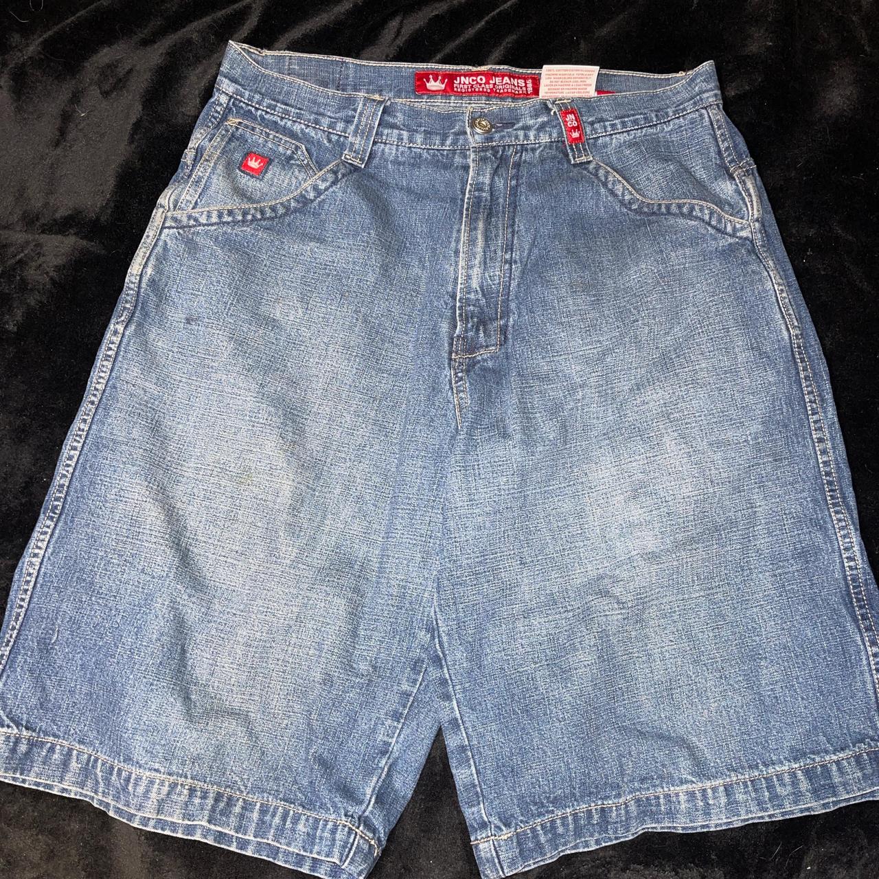 JNCO grail baggy denim skull jorts/shorts looking... | Depop