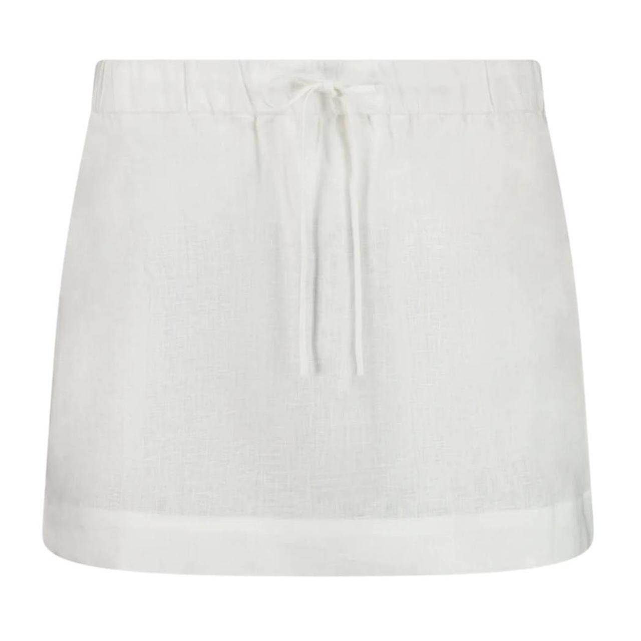 By Billie SAMPLE white linen mini skirt L/XL Some... - Depop
